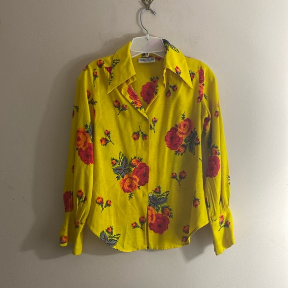 Bobbie Brooks | Tops | Vintage 6s Bobbie Brooks Yellow Top With Rose ...